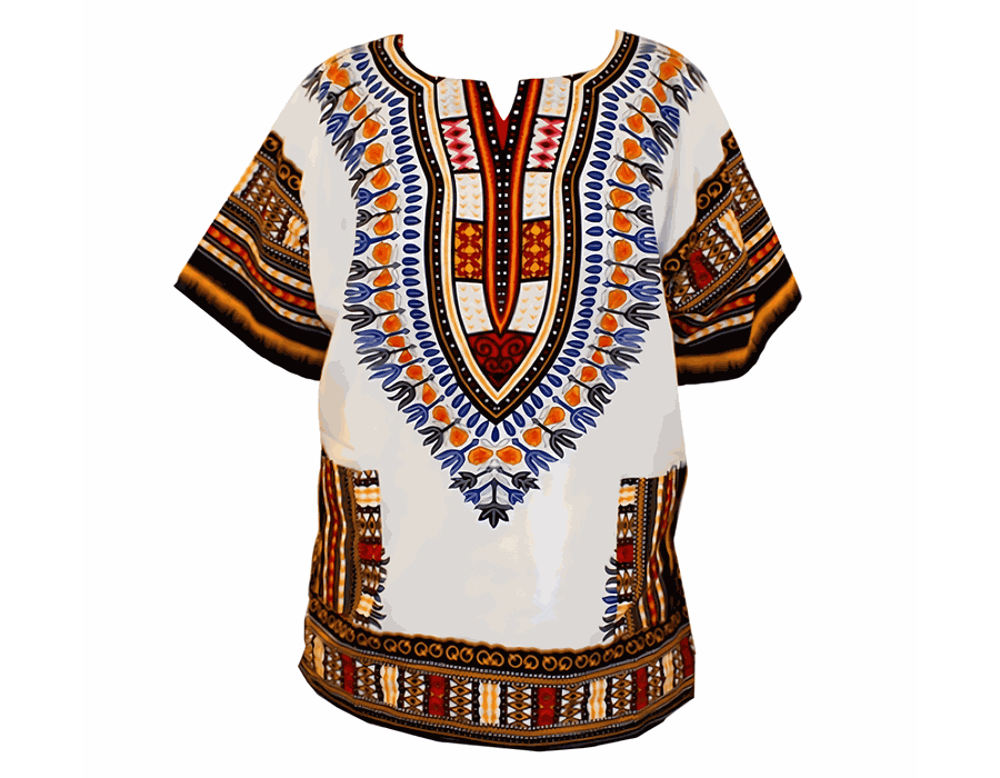 Bata Africana Dashiki Branco e Vermelho | Estilo Afro