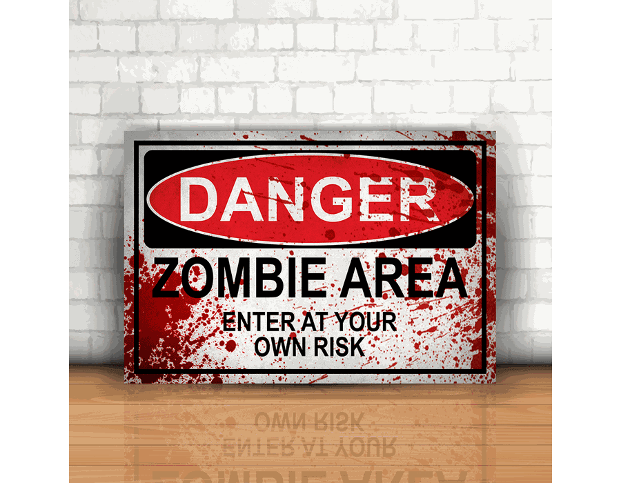 Placa Decorativa - Danger Zombie Area | Inter Adesivos Decorativos
