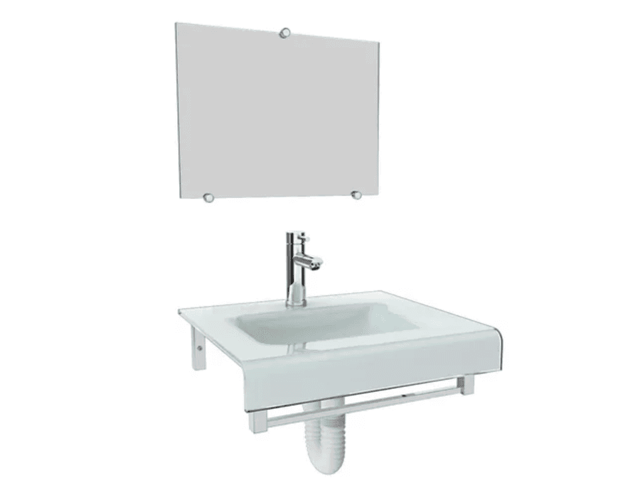 Kit Gabinete Vidro 2068 Mármore Branco 42X38 2400 - VB CRISTAIS | Rede ...