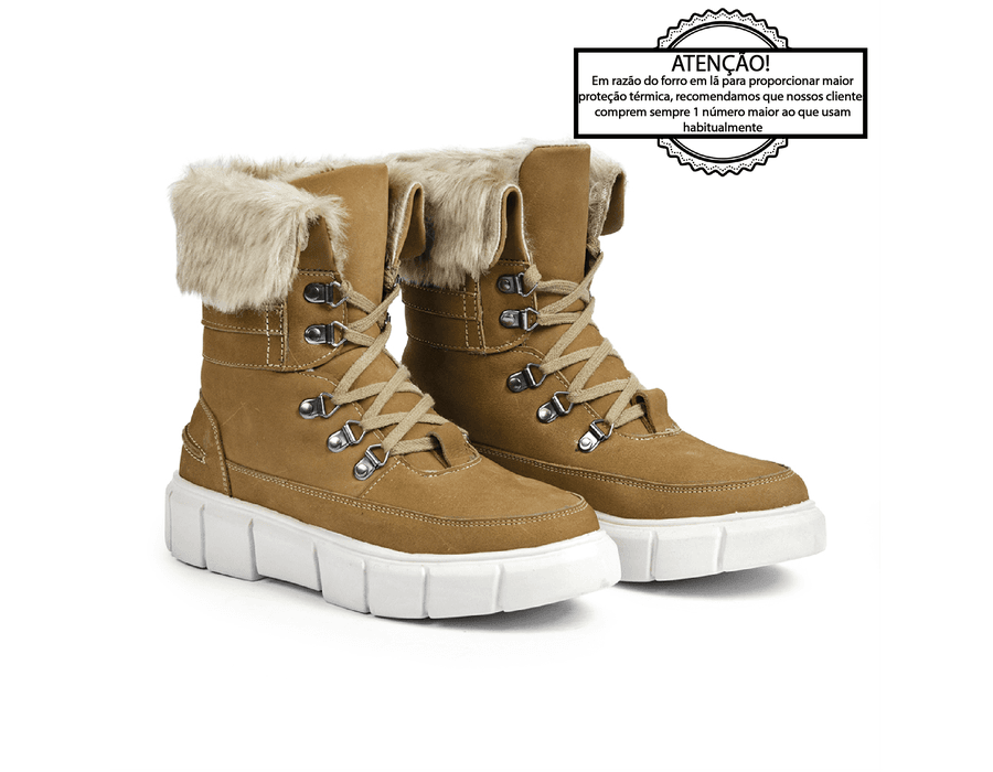 Bota Feminina Bariloche Camel - Forrada Com Lã Para Neve E Impermeável ...