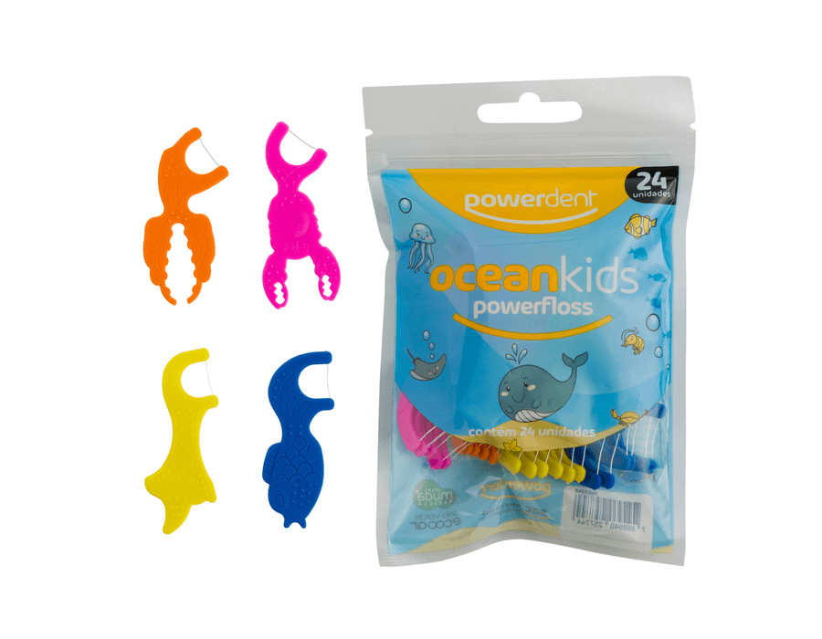 FIO DENTAL OCEAN KIDS POWERFLOSS 24un | Grupo PDHB - Loja Virtual