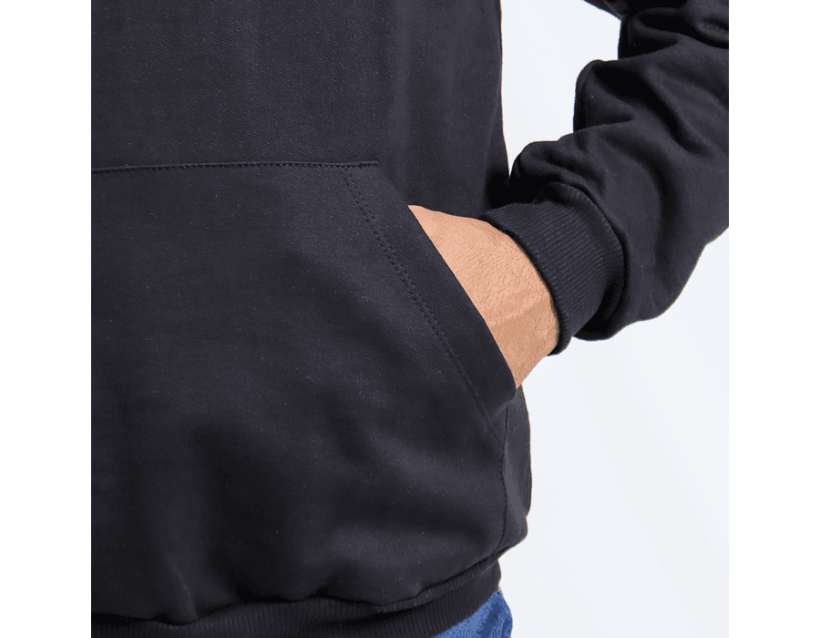 Blusa de Moletom Masculino Canguru com Capuz e Bolso - Preto | TechMalhas
