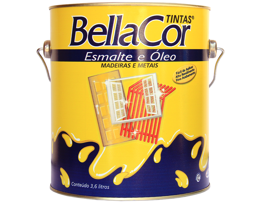 Esmalte brilhante base d'água branco 3,6L - BellaCor | Tintavel