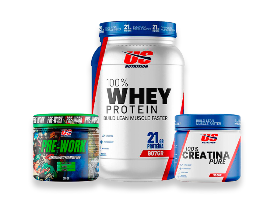 Combo Whey + Creatina + Pre-Work