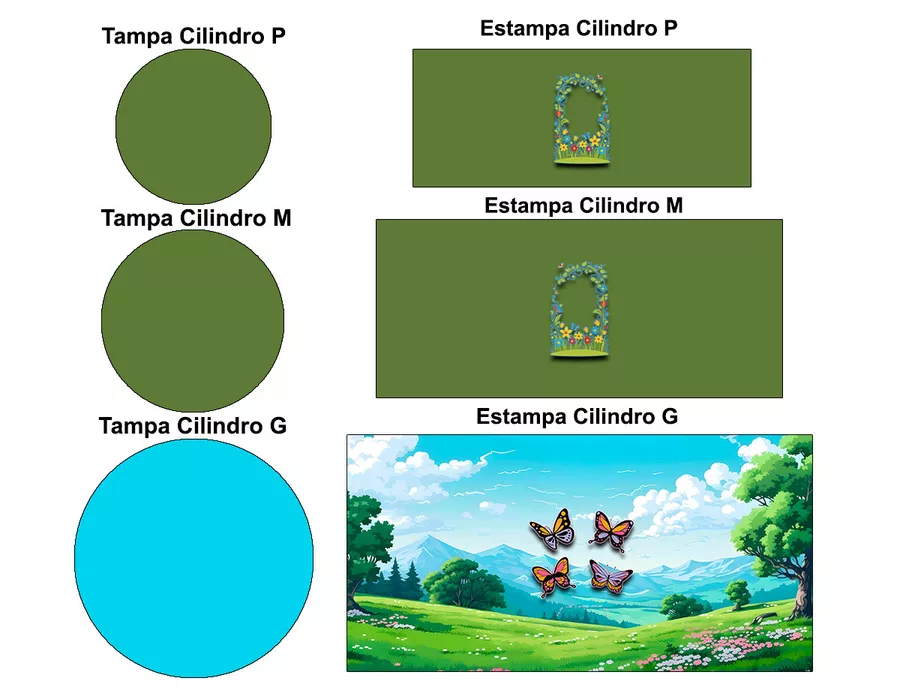 Trio de Capas Cilindros + Painel Veste Fácil Tema Jardim Encantado 9 ...