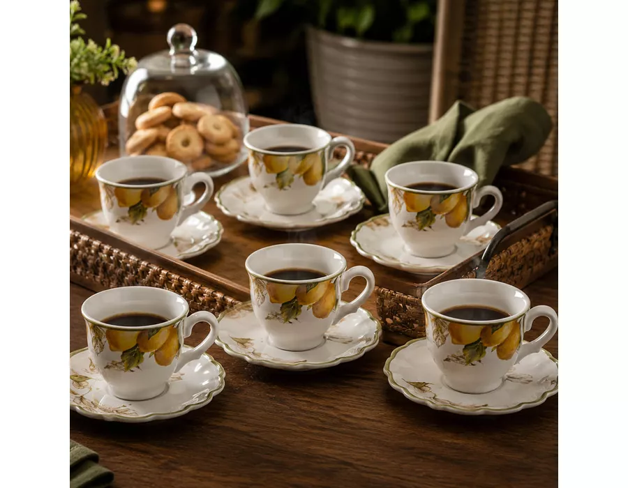 Conjunto 6 Xícaras de Café com 4 Pires Toscana Cerâmica Scalla ...