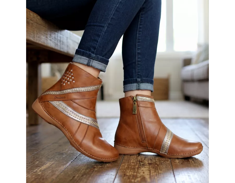 Bota Alívio Feminina em Couro Legítimo e Palmilha Gel - Castanho/ Onix ...