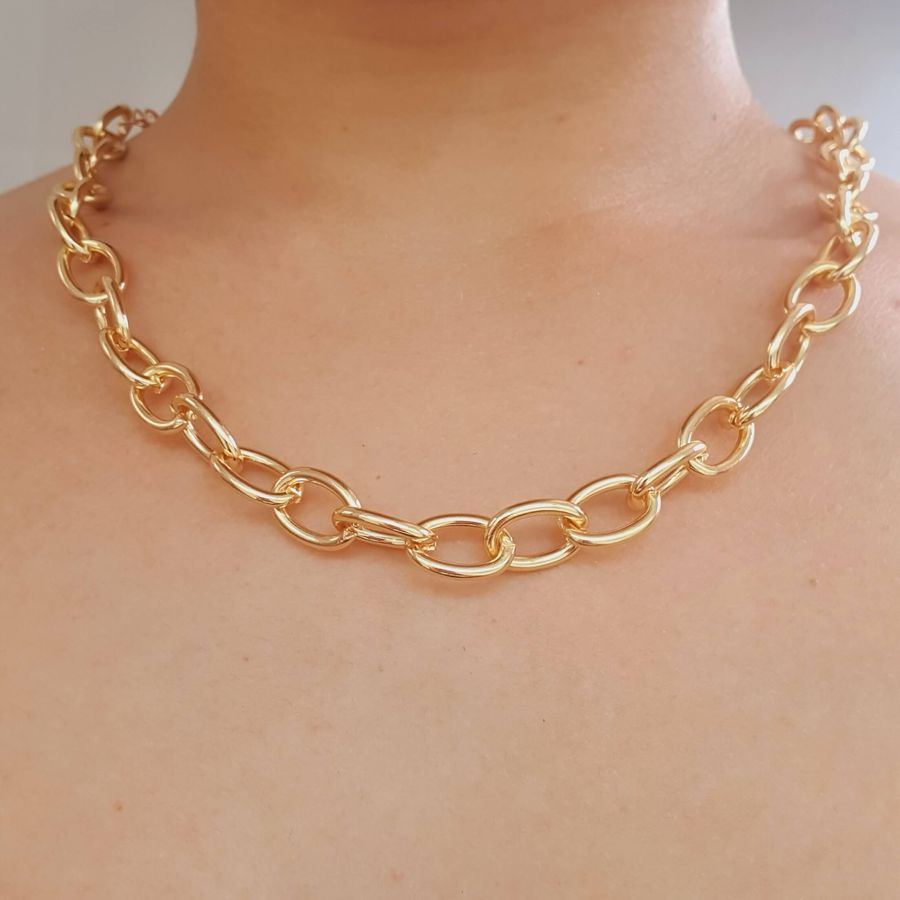 Colar Elos Folheado A Ouro 18K - Chérie Bijoux