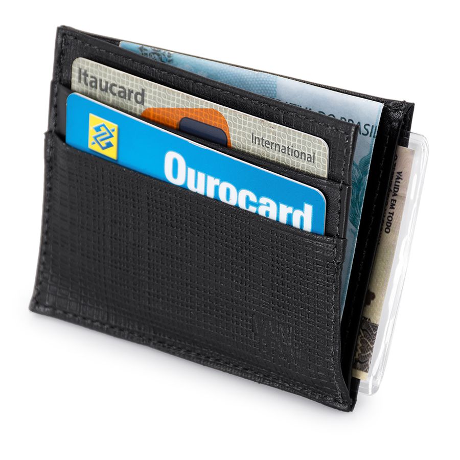 Carteira Porta Nota Bolso E Cartão Couro Raiado Preto | MANTOAN LOJA