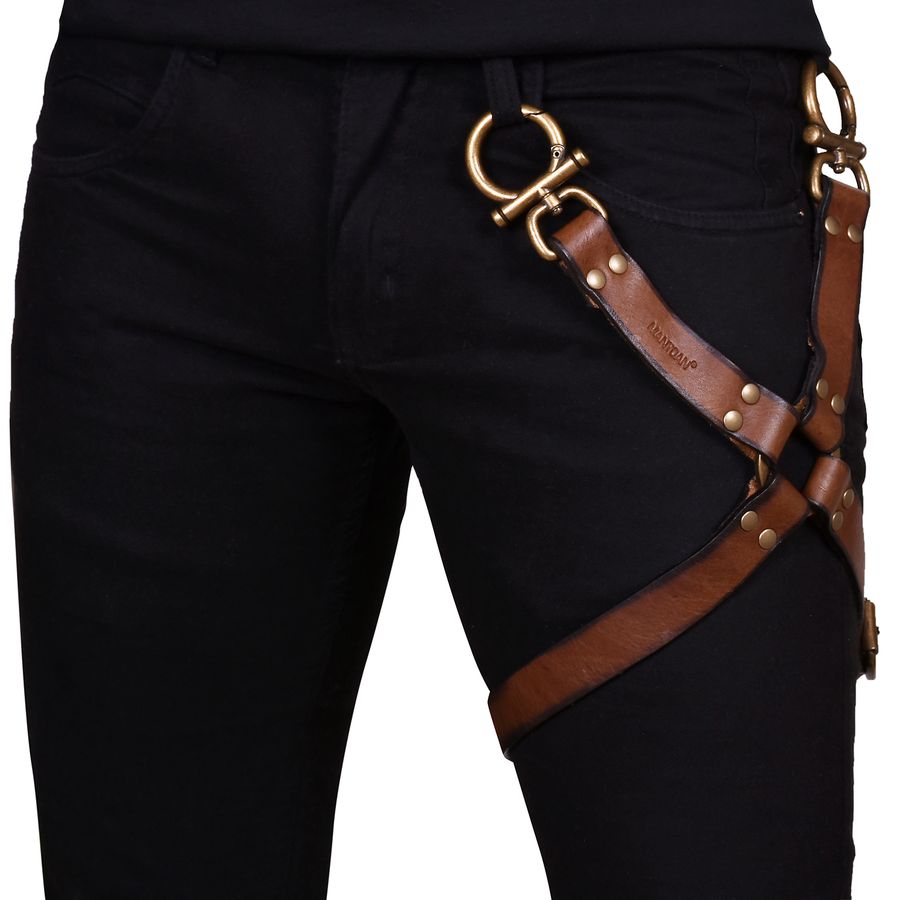 Harness Perna Couro Café | MANTOAN LOJA