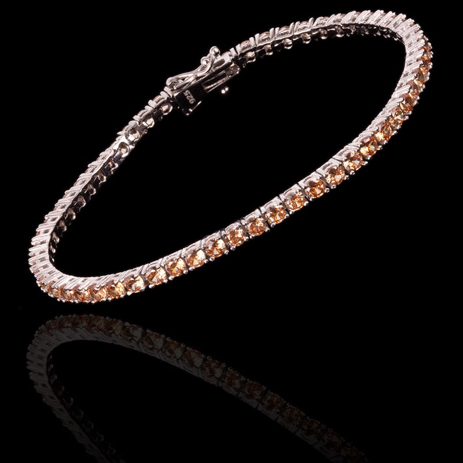 Pulseira Riviera Zircônia Champagne 3mm Prata 925 | MANTOAN LOJA