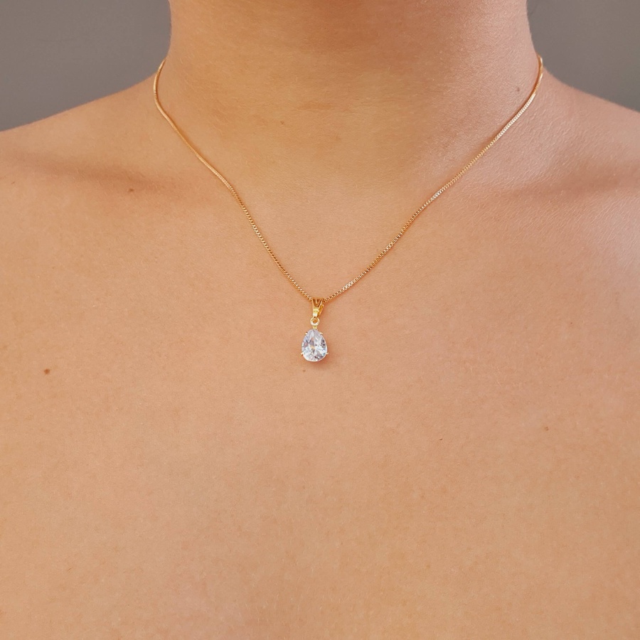 Colar Folheado A Ouro 18K Gota - Chérie Bijoux