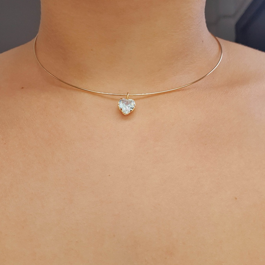 Colar Choker Folheado A Ouro 18K Coração - Chérie Bijoux