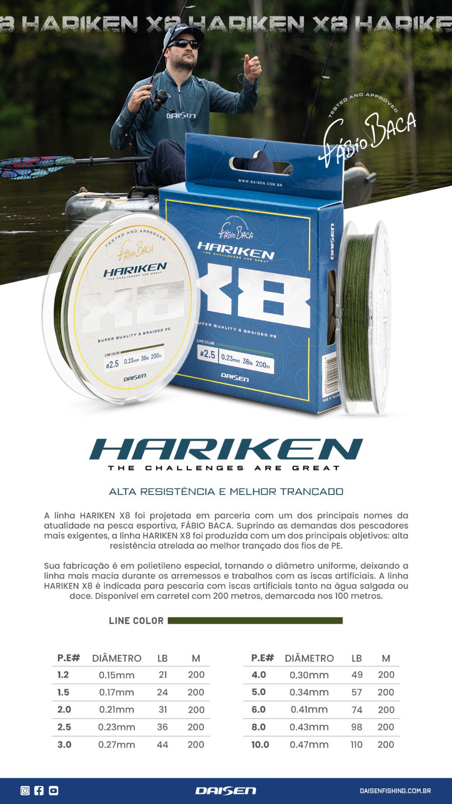 Linha Multifilamento Daisen Hariken X8 by Fabio Baca c/ 200m | Focanapesca