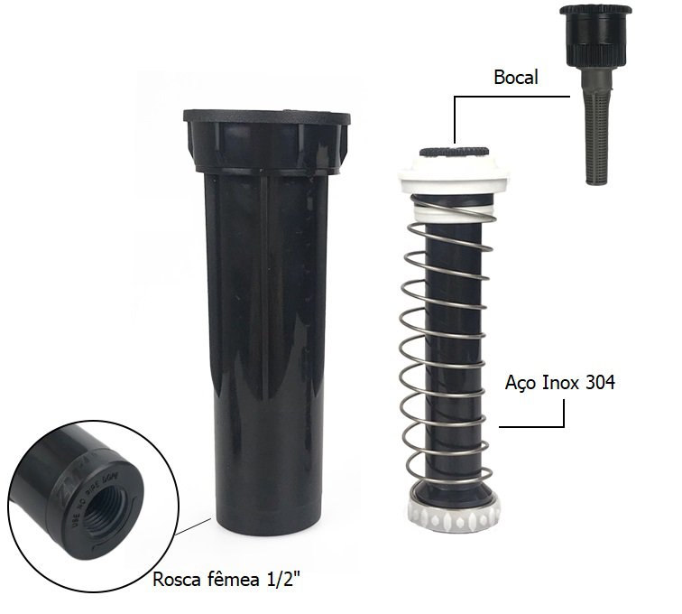 Aspersor spray Pop-up - ½” Rosca Fêmea Escamoteável | GOTA CERTA IRRIGAÇÃO