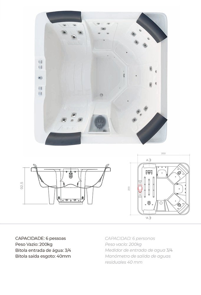 Spa Allure Lounge 200 202x202cm 6 Pessoas Axell - SPALL | Ideale em Casa