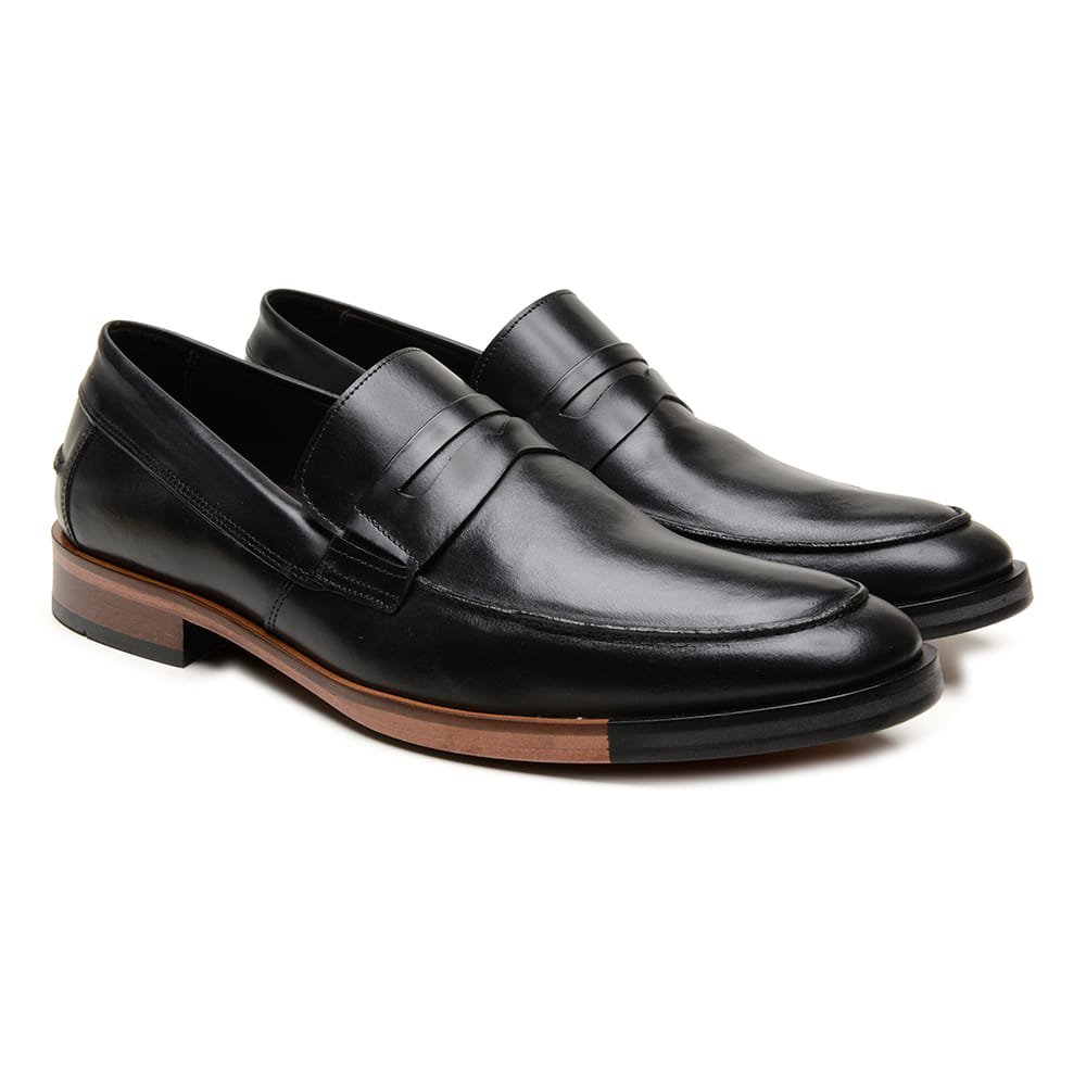 Sapato Social Loafer Greco Couro Preto | Bernotte