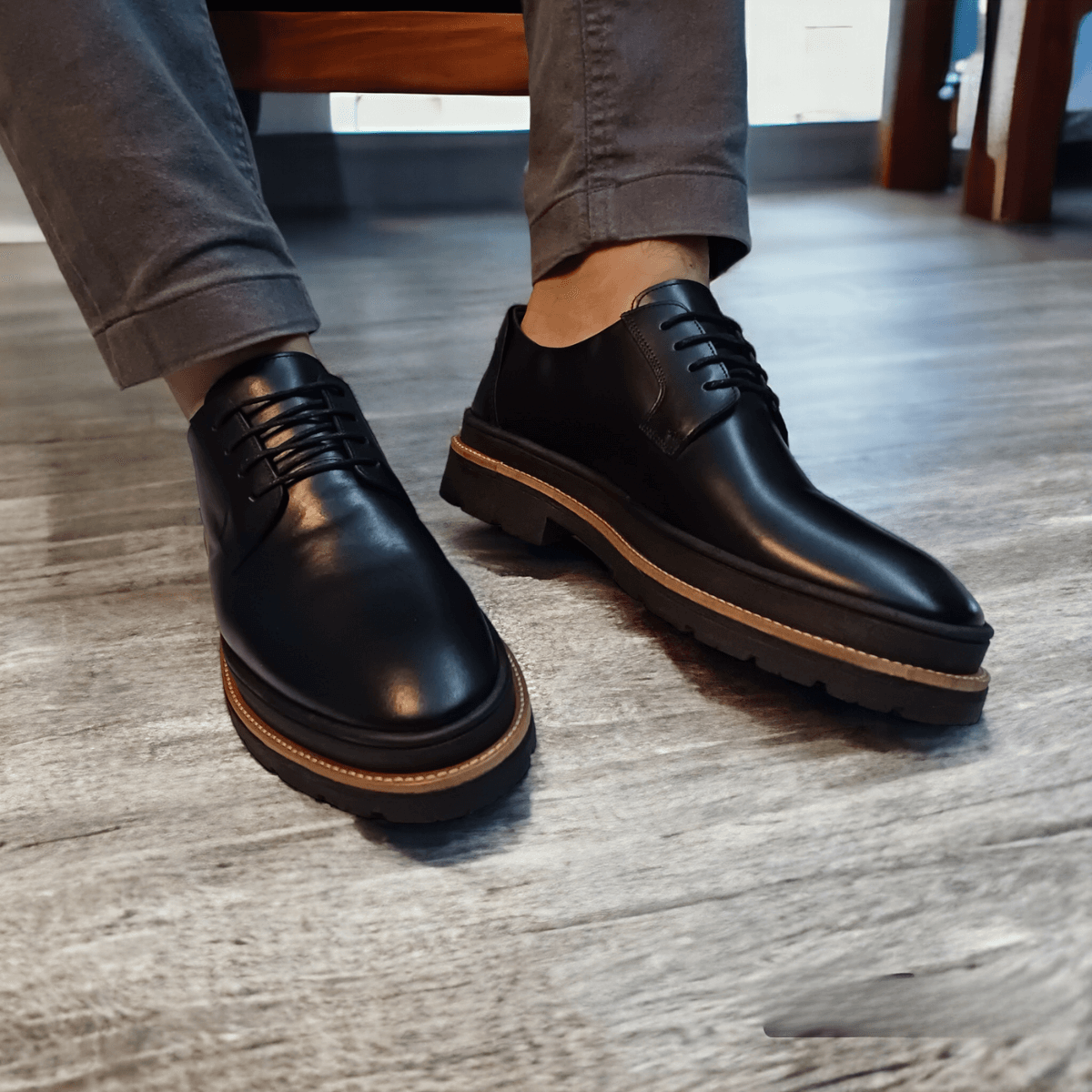Sapato Masculino Derby Londres Preto - Turunelli Calçados